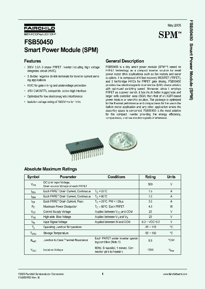 FSB50450_297027.PDF Datasheet Download --- IC-ON-LINE