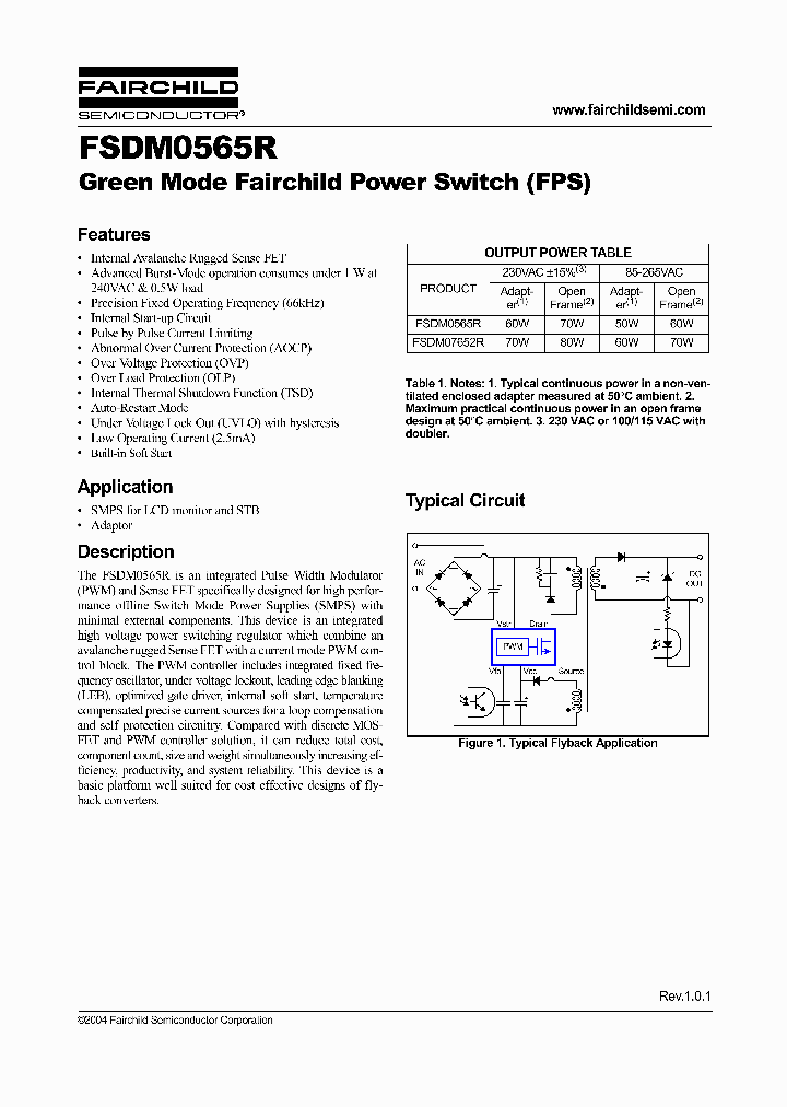 FSDM0565R_282591.PDF Datasheet Download --- IC-ON-LINE