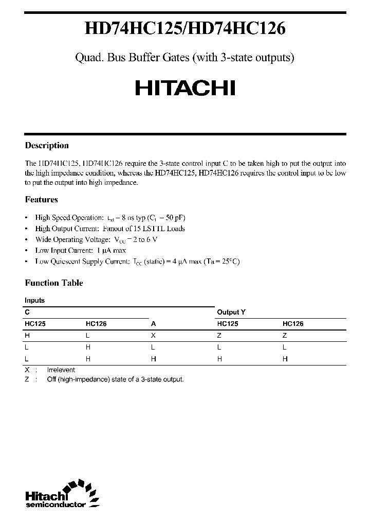 HD74HC125_85307.PDF Datasheet Download --- IC-ON-LINE