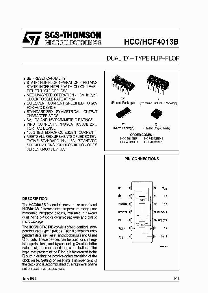 HCC4013_195268.PDF Datasheet Download --- IC-ON-LINE
