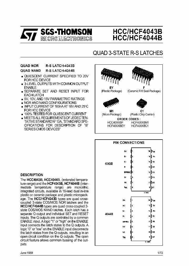 HCC4043_8972.PDF Datasheet Download --- IC-ON-LINE