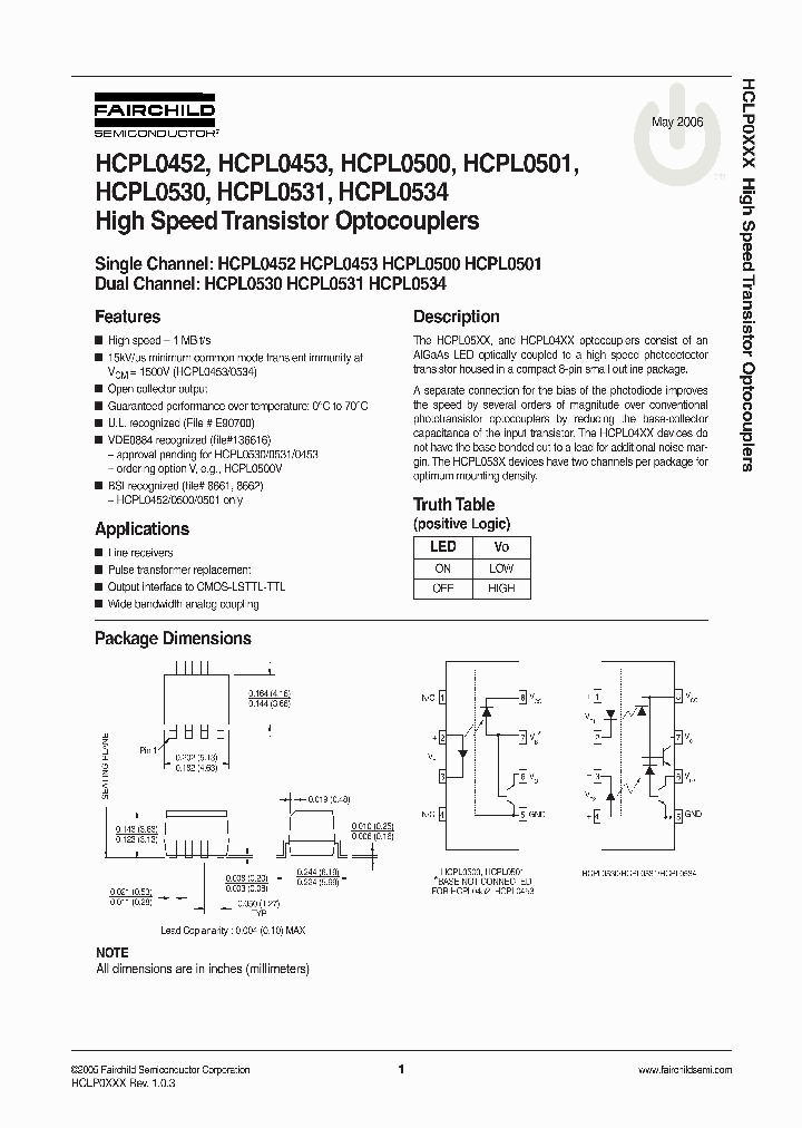 HCPL0452_301095.PDF Datasheet Download --- IC-ON-LINE