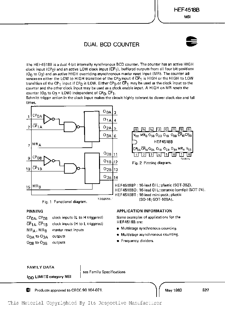 HEF4518BPNNBSP_283851.PDF Datasheet Download --- IC-ON-LINE