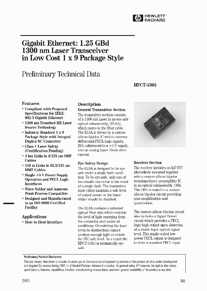 HFCT-5305_272921.PDF Datasheet Download --- IC-ON-LINE