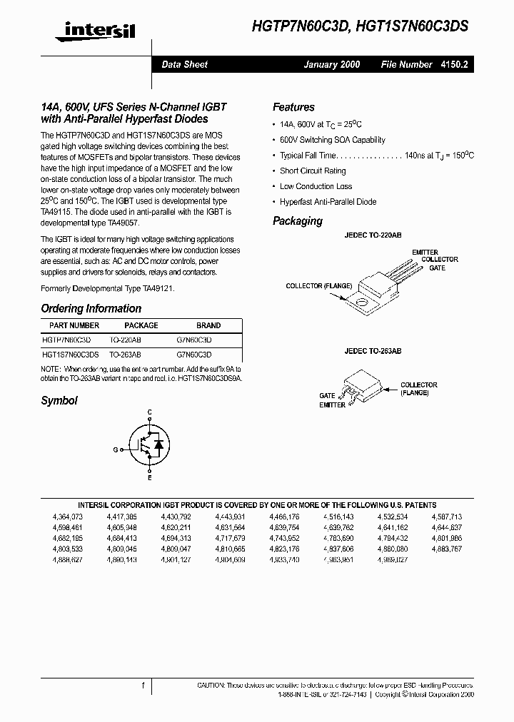 HGT1S7N60C3DS_287530.PDF Datasheet Download --- IC-ON-LINE