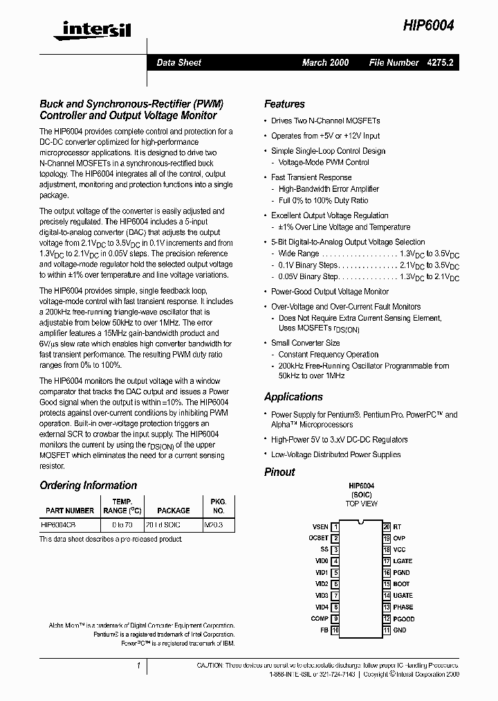 HIP6004_119979.PDF Datasheet Download --- IC-ON-LINE