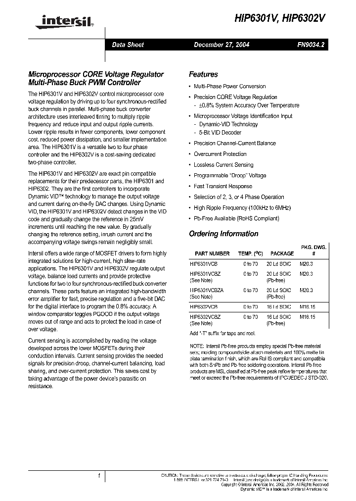 HIP6301V_278071.PDF Datasheet Download --- IC-ON-LINE