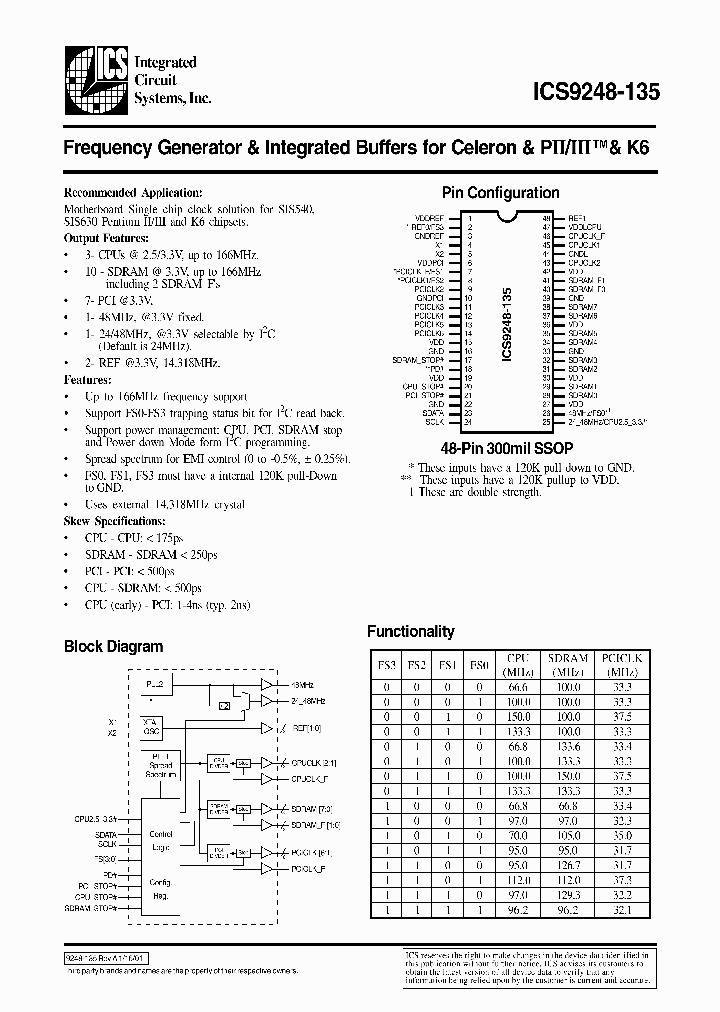 ICS9248-135_26363.PDF Datasheet Download --- IC-ON-LINE