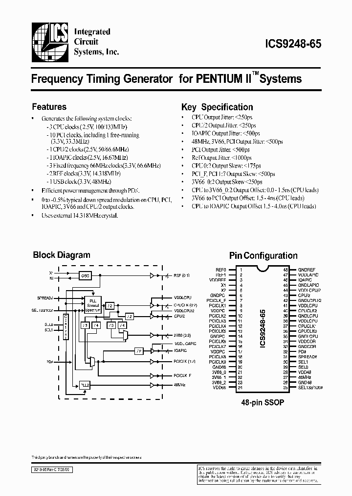 ICS9248-65_26384.PDF Datasheet Download --- IC-ON-LINE