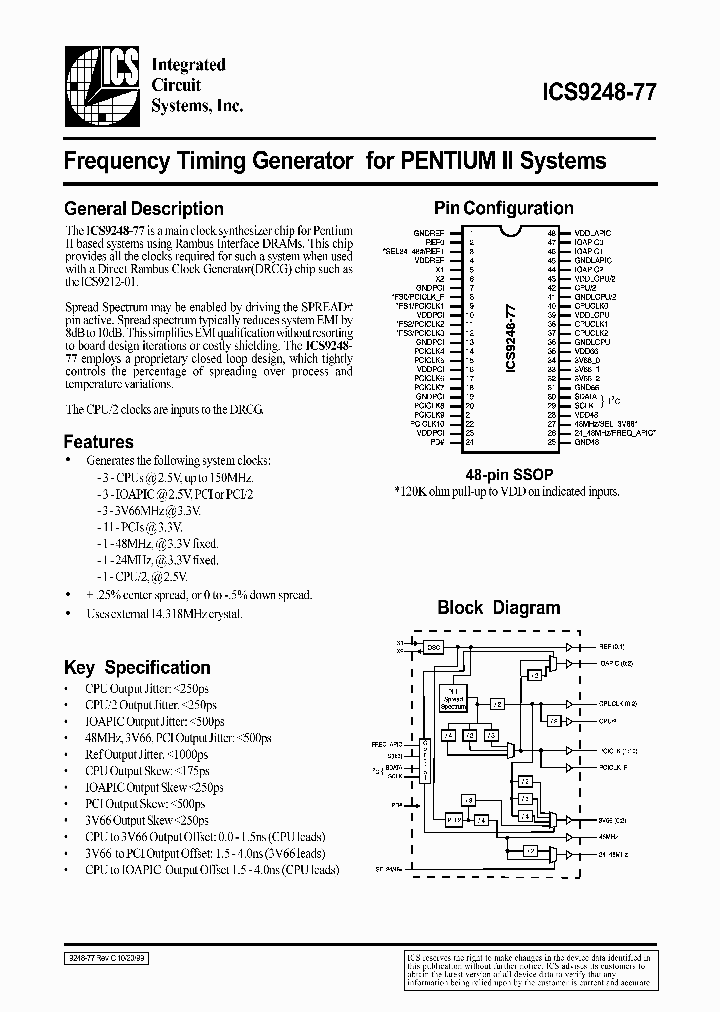 ICS9248-77_26388.PDF Datasheet Download --- IC-ON-LINE