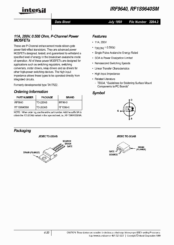 IRF9640_299421.PDF Datasheet Download --- IC-ON-LINE