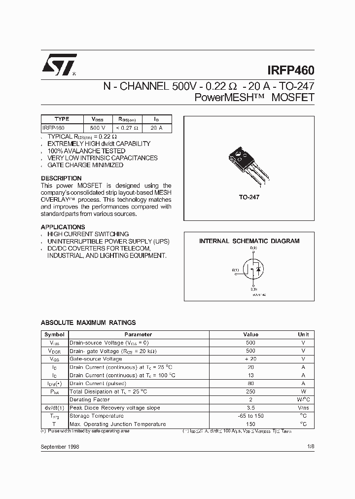 IRFP460_276468.PDF Datasheet Download --- IC-ON-LINE