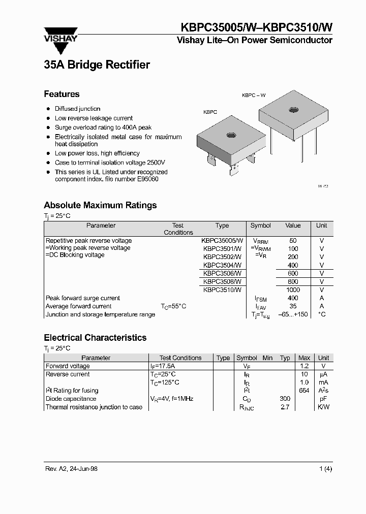 KBPC35005W_286478.PDF Datasheet Download --- IC-ON-LINE