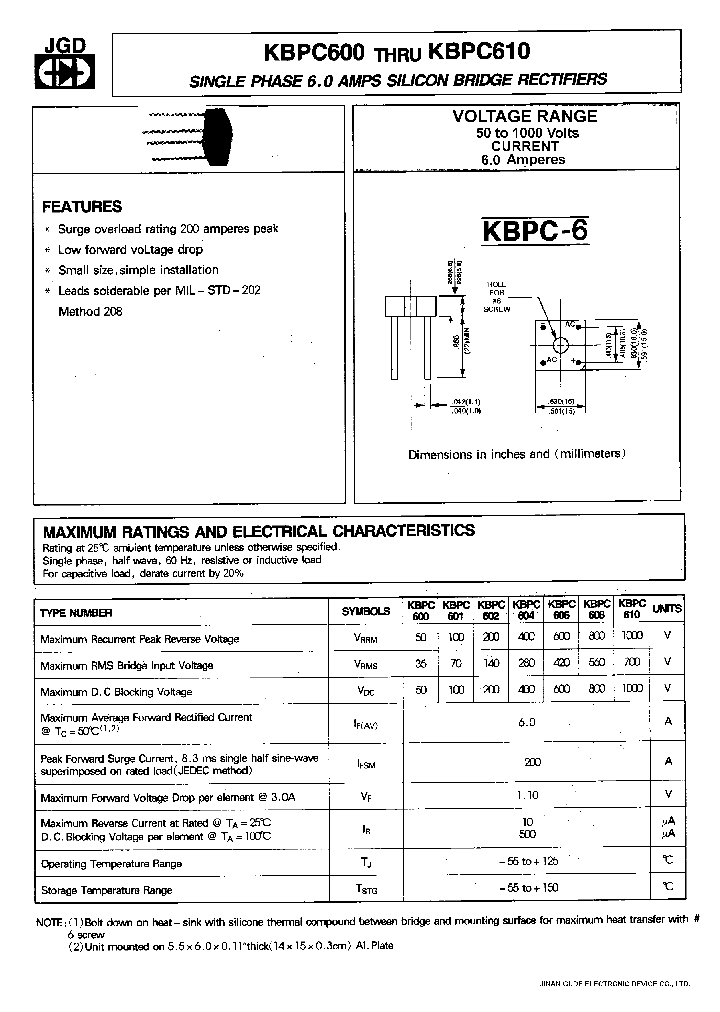 KBPC606_273067.PDF Datasheet Download --- IC-ON-LINE
