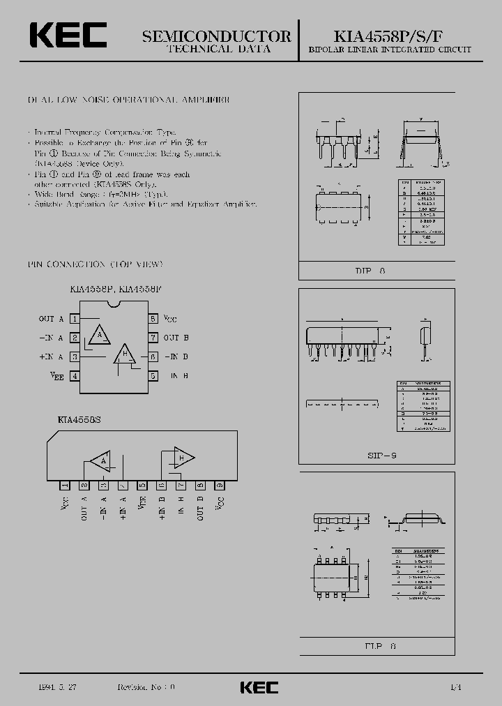 KIA4558P_255961.PDF Datasheet Download --- IC-ON-LINE