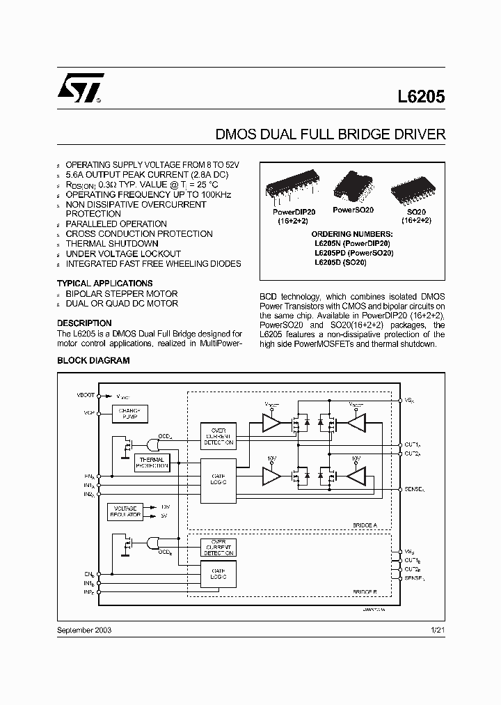 L6205_284907.PDF Datasheet Download --- IC-ON-LINE
