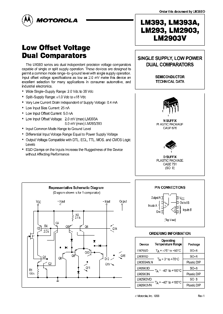Lm393 Datasheet Pdf Pinout Low Offset Voltage Dual Co