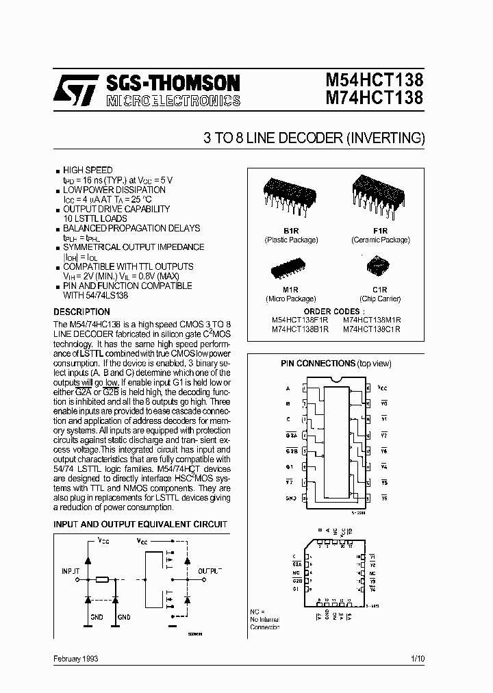 M74HCT138_177030.PDF Datasheet Download --- IC-ON-LINE