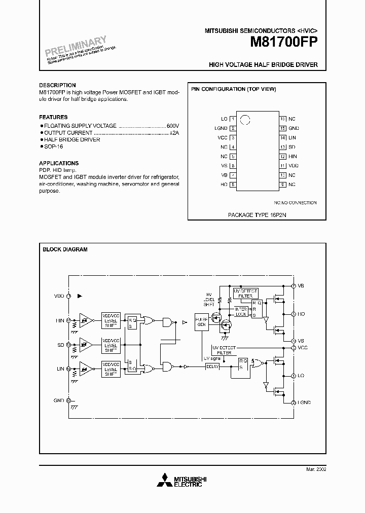 M81700FP_299783.PDF Datasheet Download --- IC-ON-LINE