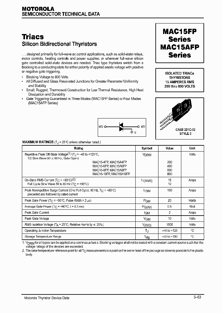 MAC15-4FP_239307.PDF Datasheet Download --- IC-ON-LINE