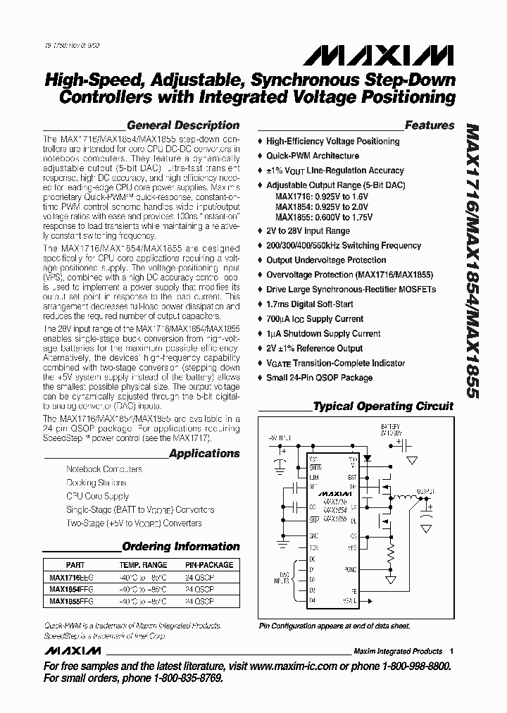 MAX1716_29562.PDF Datasheet Download --- IC-ON-LINE