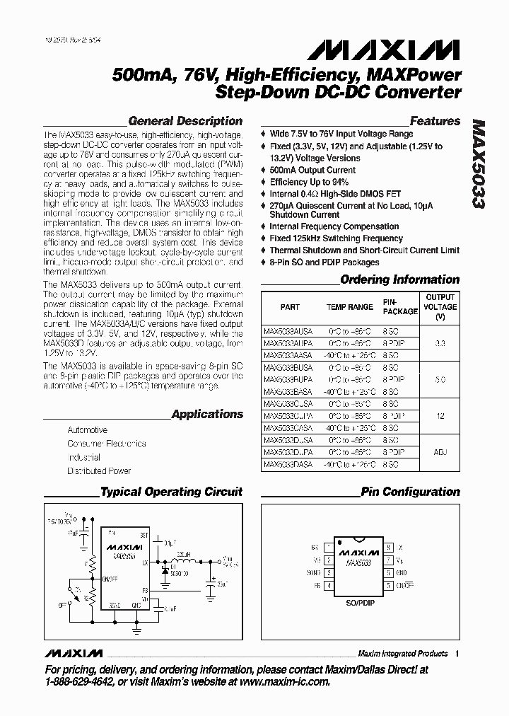 MAX5033_258021.PDF Datasheet Download --- IC-ON-LINE