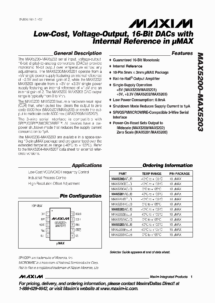 MAX5200_47755.PDF Datasheet Download --- IC-ON-LINE