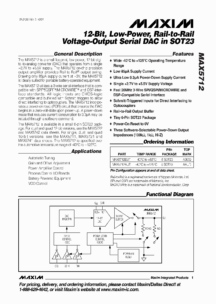 MAX5712_249112.PDF Datasheet Download --- IC-ON-LINE