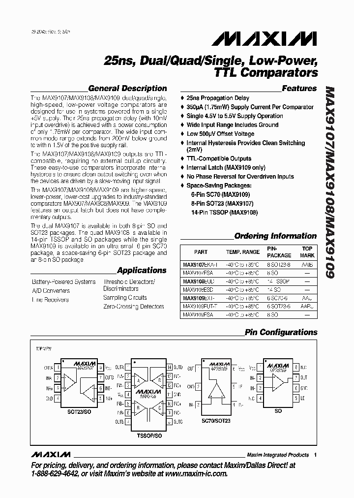 MAX9107_48583.PDF Datasheet Download --- IC-ON-LINE