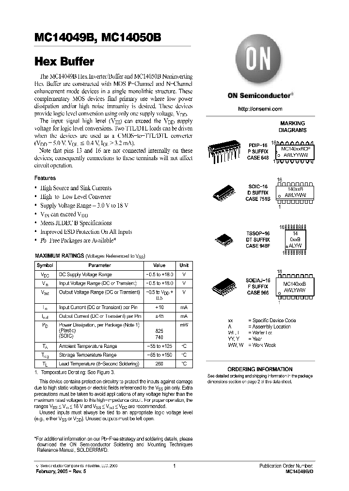 MC14049BCP_278648.PDF Datasheet Download --- IC-ON-LINE