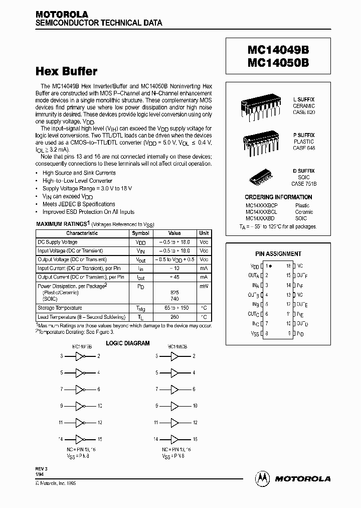 MC14049B_278650.PDF Datasheet Download --- IC-ON-LINE