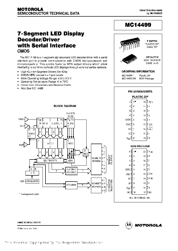 MC14499P_276826.PDF Datasheet Download --- IC-ON-LINE