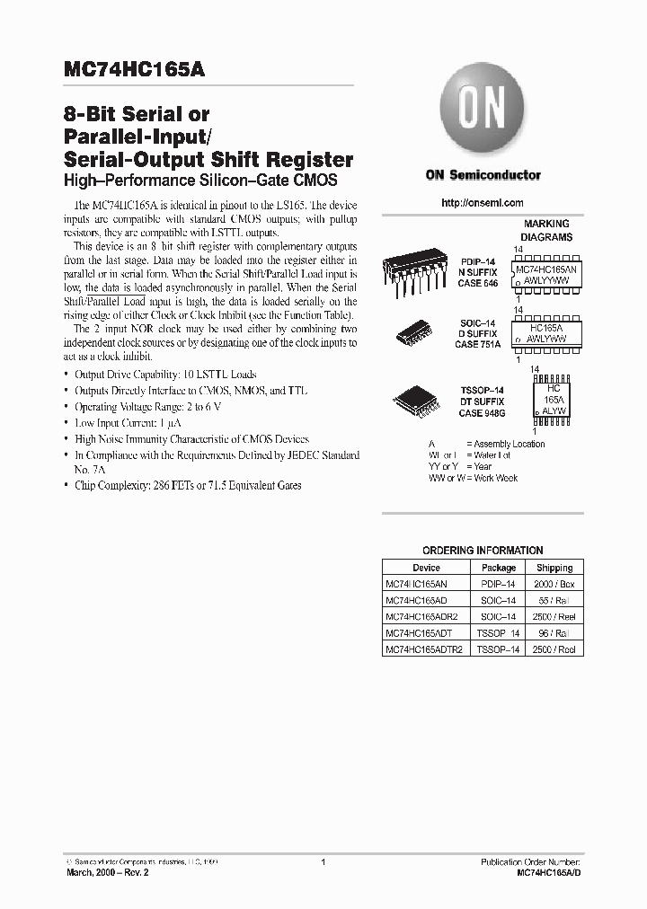 MC74HC165A_276848.PDF Datasheet Download --- IC-ON-LINE