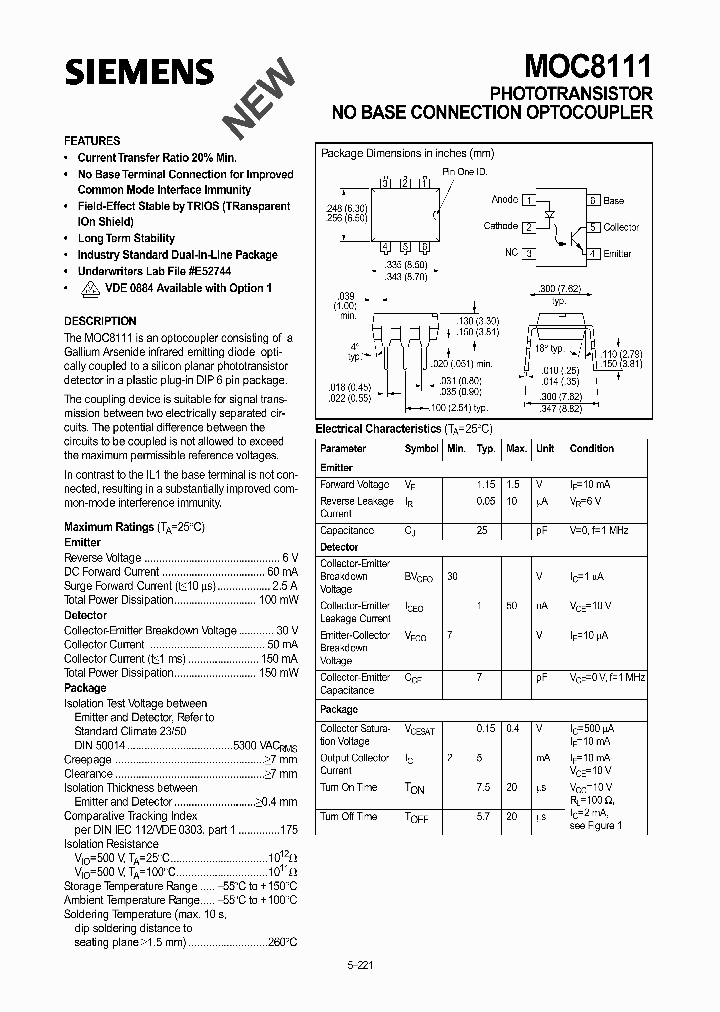MOC8111_280119.PDF Datasheet Download --- IC-ON-LINE