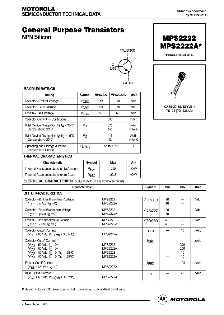 MPS2222A_287449.PDF Datasheet Download --- IC-ON-LINE