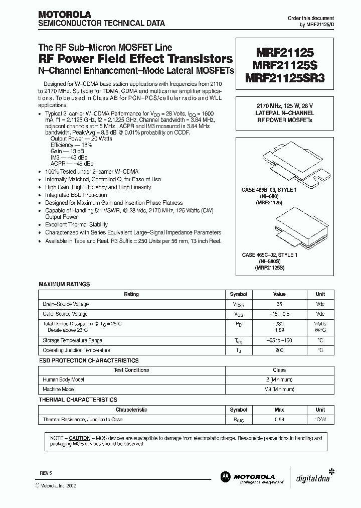 MRF21125S_283574.PDF Datasheet Download --- IC-ON-LINE