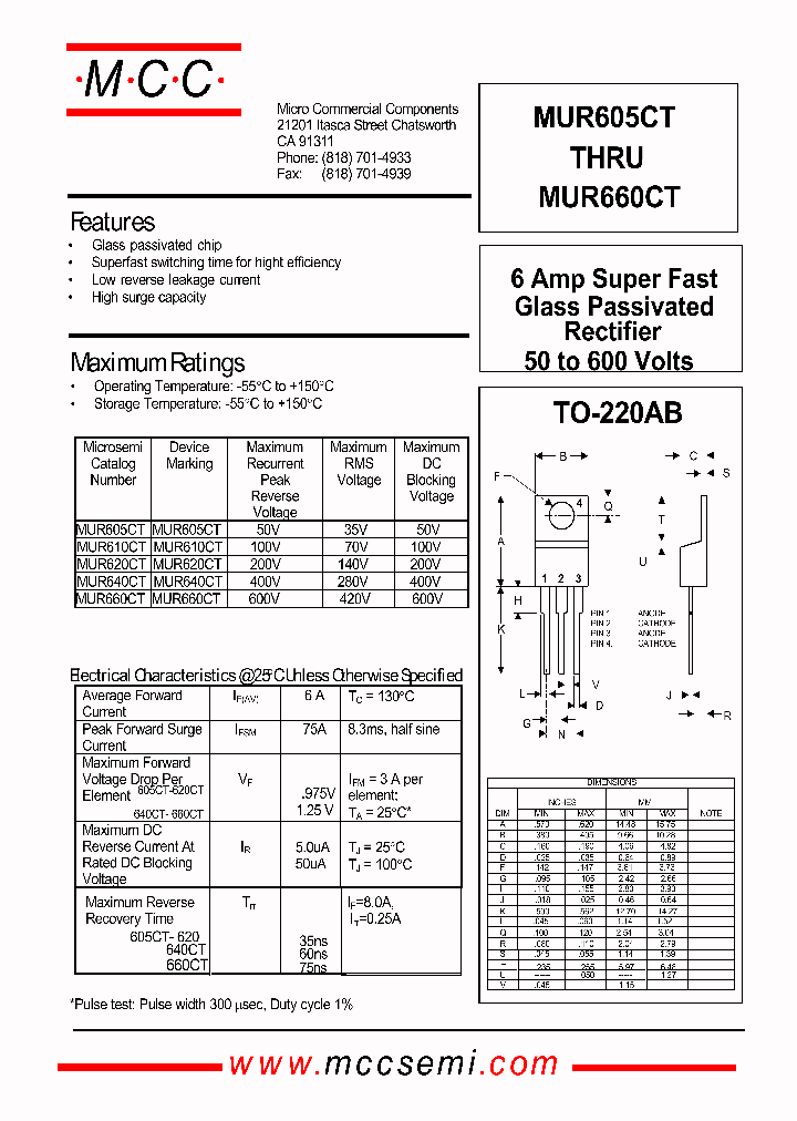 MUR660CT_235806.PDF Datasheet Download --- IC-ON-LINE