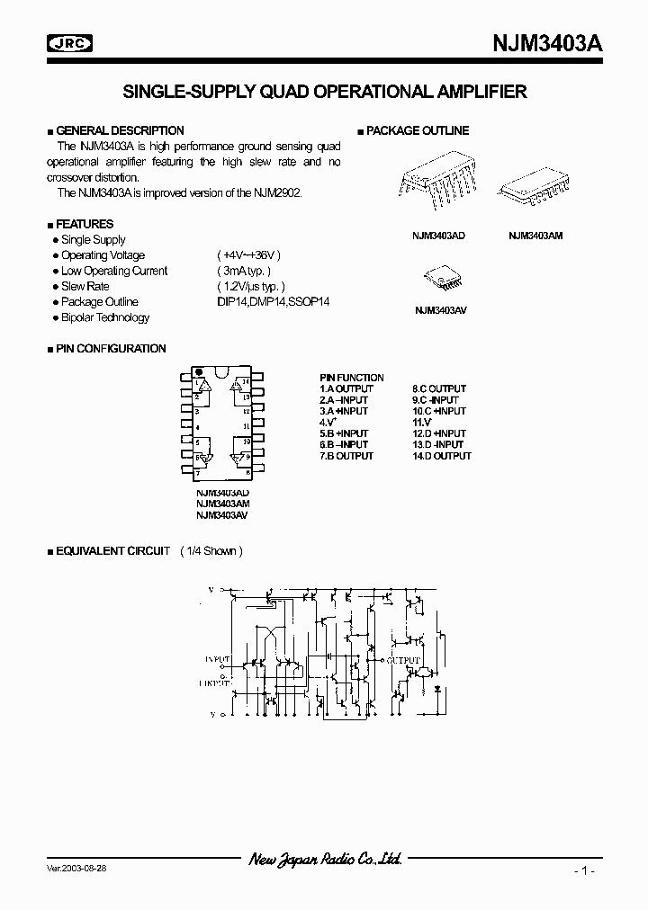 NJM3403A_283236.PDF Datasheet Download --- IC-ON-LINE