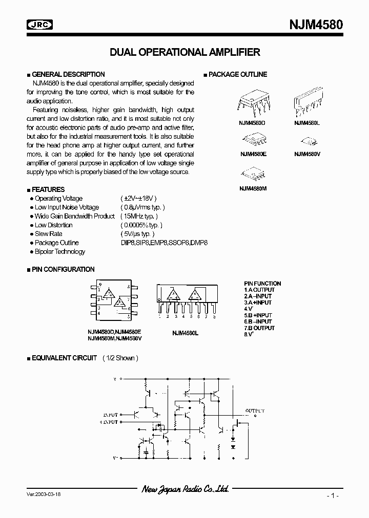 NJM4580_281908.PDF Datasheet Download --- IC-ON-LINE