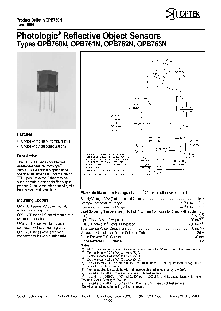 OPB772T_212829.PDF Datasheet Download --- IC-ON-LINE