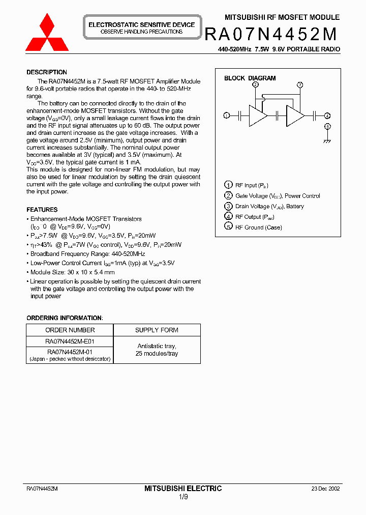 RA07N4452M_246427.PDF Datasheet Download --- IC-ON-LINE