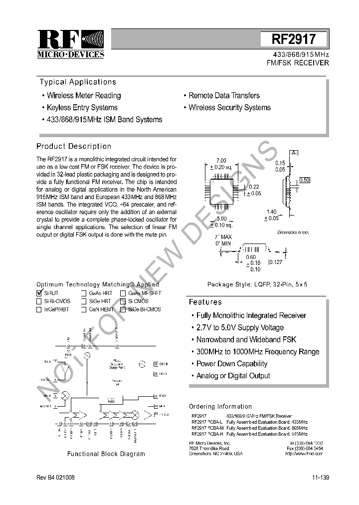 RF2917_266311.PDF Datasheet Download --- IC-ON-LINE