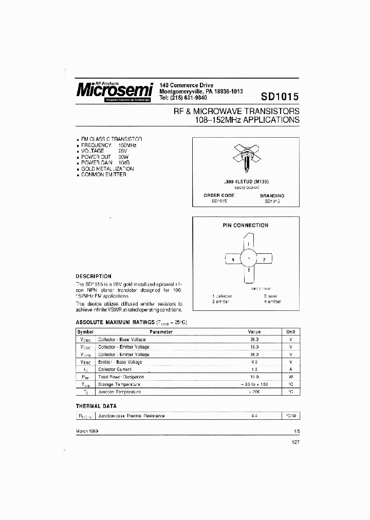 SD1015_277990.PDF Datasheet Download --- IC-ON-LINE