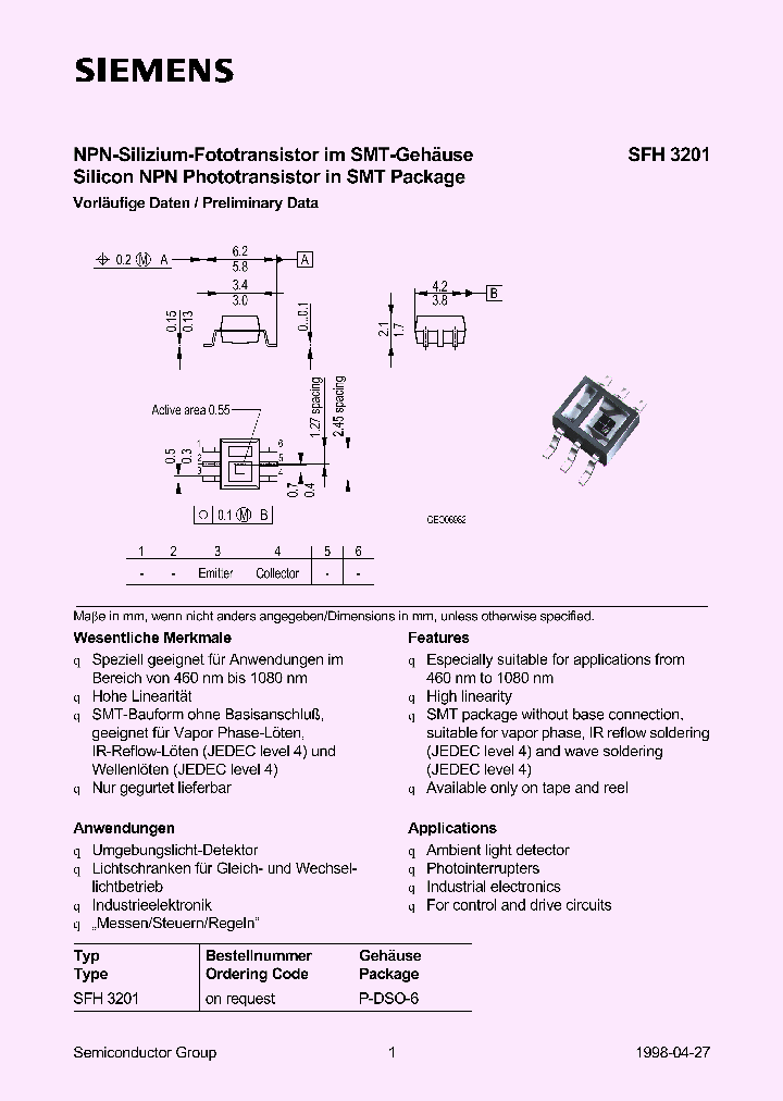 SFH3201_286249.PDF Datasheet Download --- IC-ON-LINE