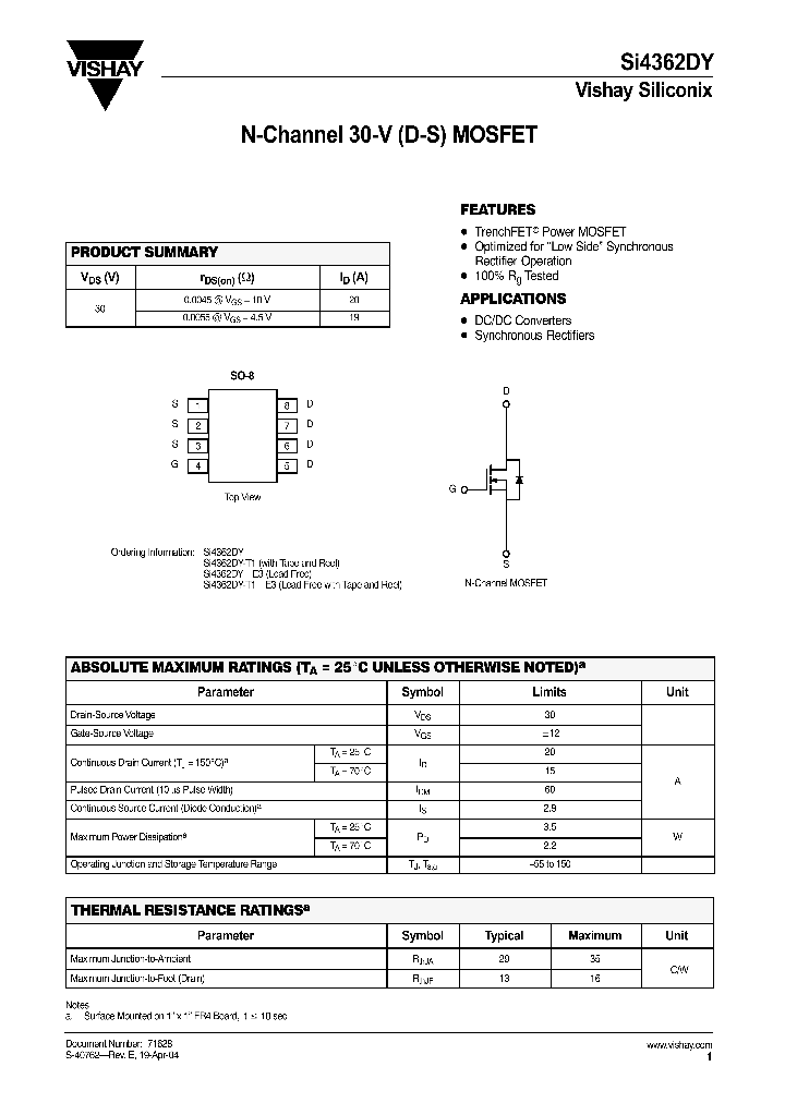 SI4362DY_252171.PDF Datasheet Download --- IC-ON-LINE