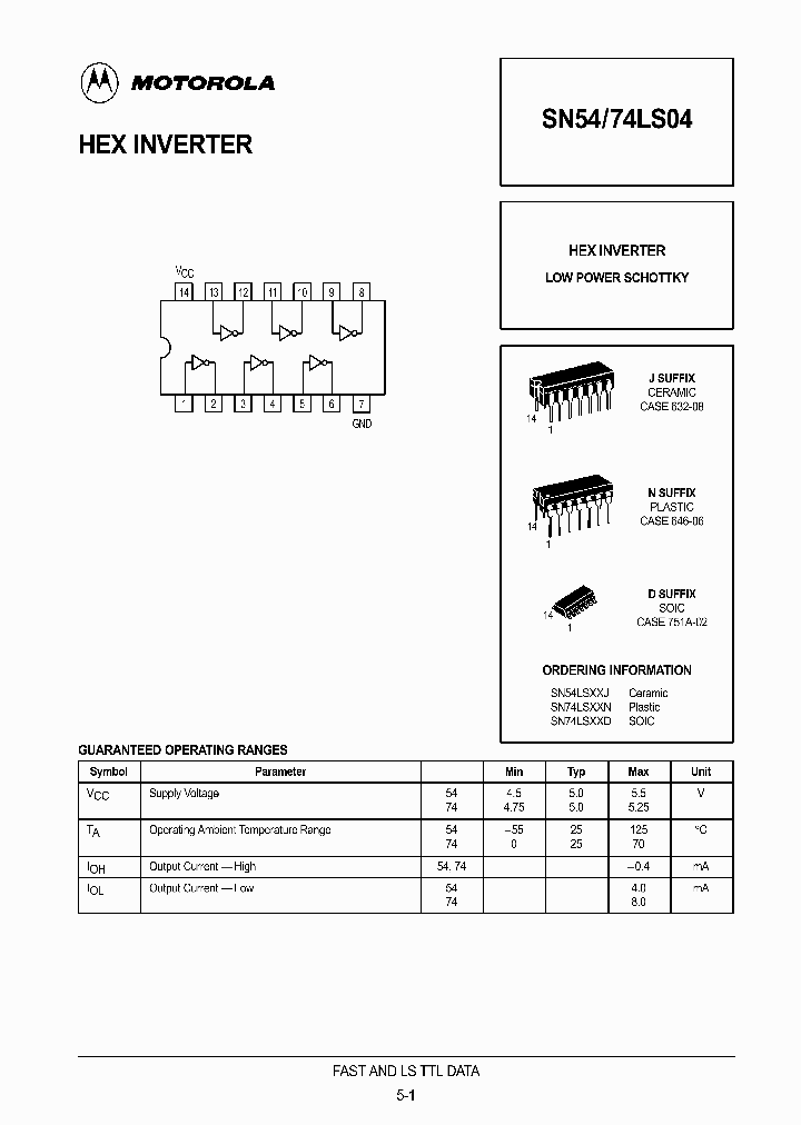 SN74LS04_77827.PDF Datasheet Download --- IC-ON-LINE