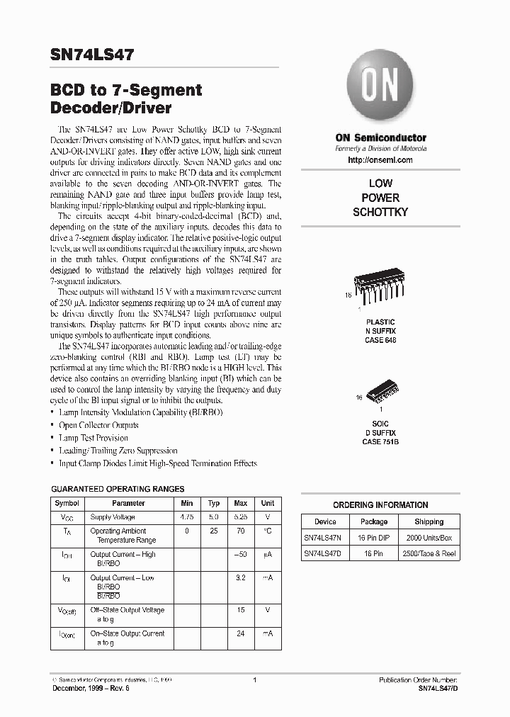 SN74LS47_300767.PDF Datasheet Download --- IC-ON-LINE