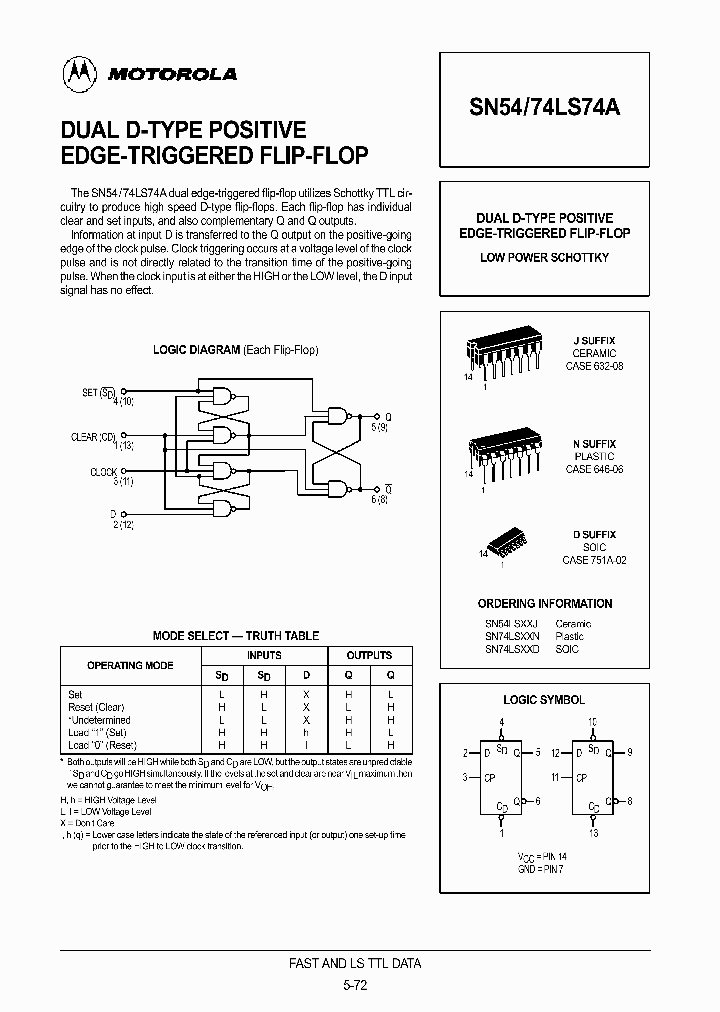 SN74LS74D_181126.PDF Datasheet Download --- IC-ON-LINE