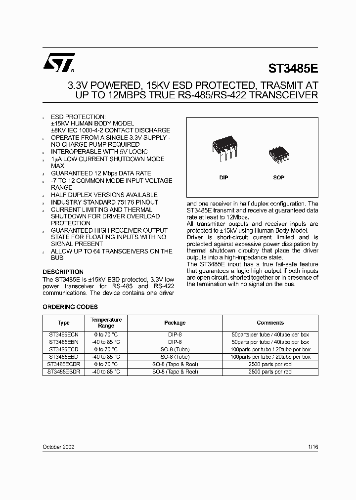 ST3485EC_292037.PDF Datasheet Download --- IC-ON-LINE