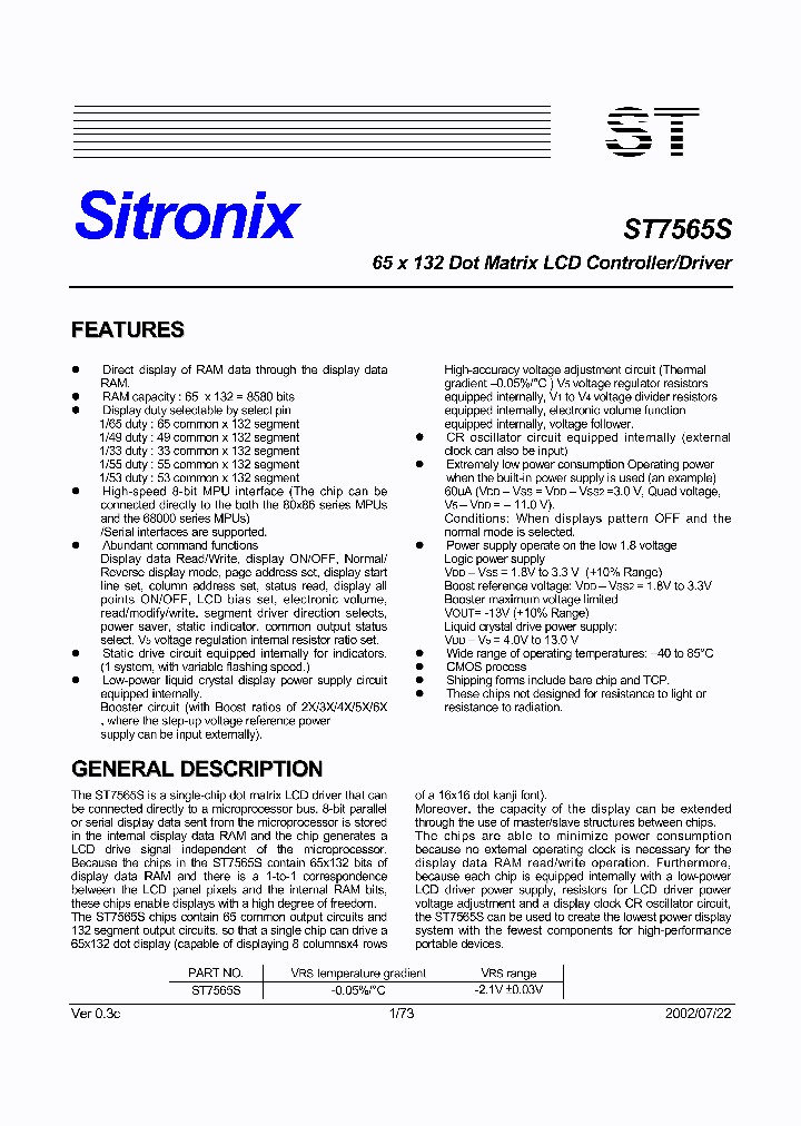 ST7565S_304975.PDF Datasheet Download --- IC-ON-LINE